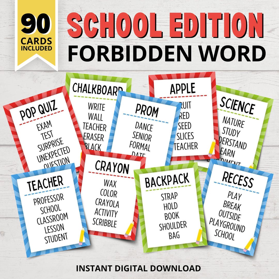 School Edition Forbidden Word Game | Classroom Taboo-style Game | Party ...