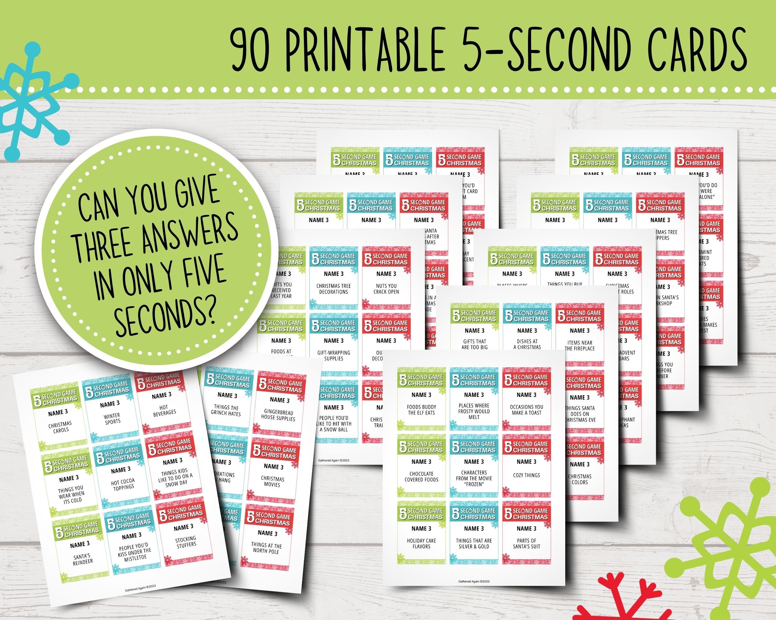 Christmas 5 Second Game | Printable Christmas Party Games | Funny ...