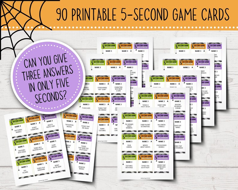 Printable Halloween 5 Second Game | Halloween Games for Kids | Family ...