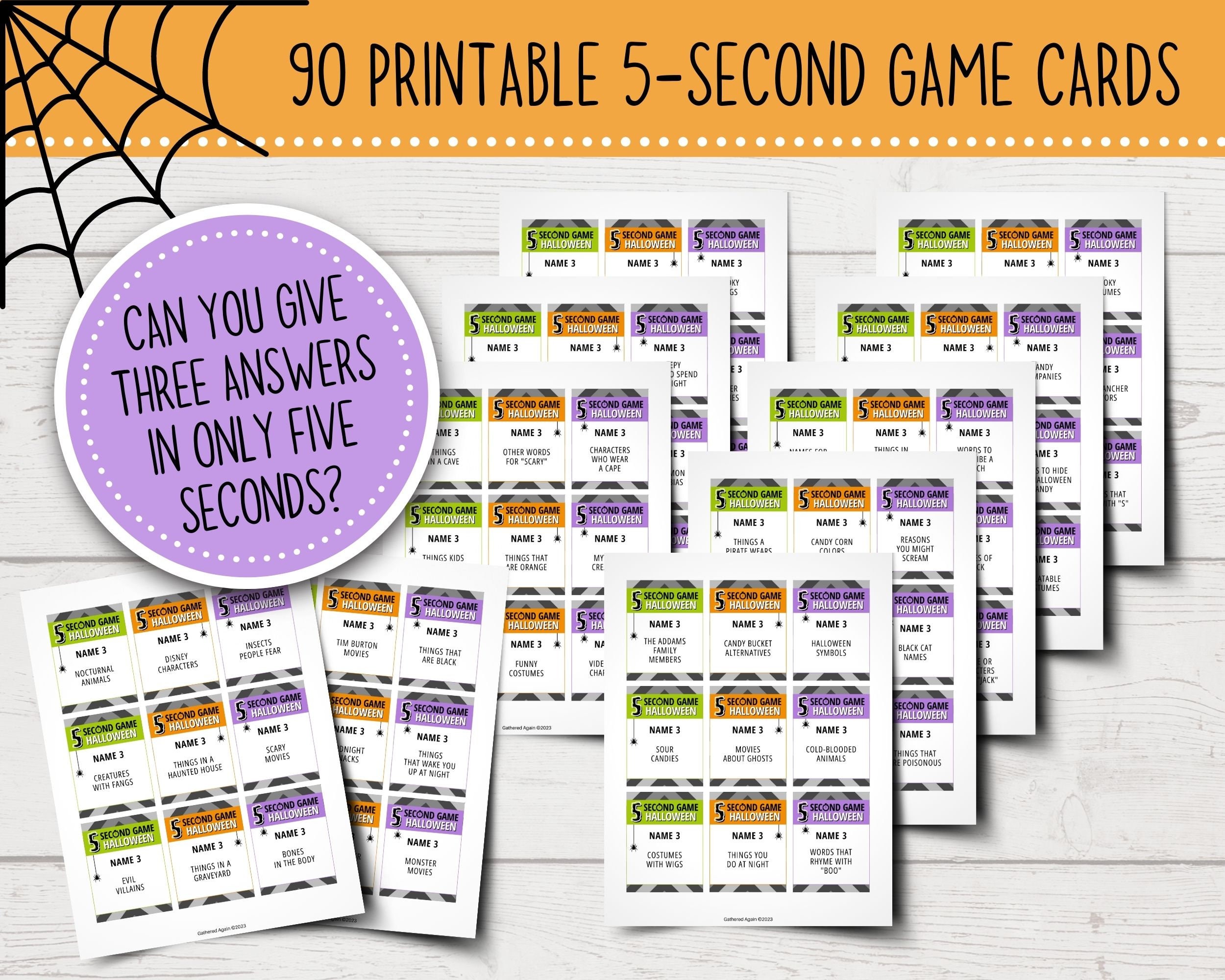 Printable Halloween 5 Second Game | Halloween Games for Kids | Family ...