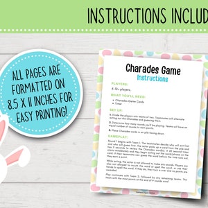 Easter Charades Game | Printable Spring Charades Cards | Easter Party ...