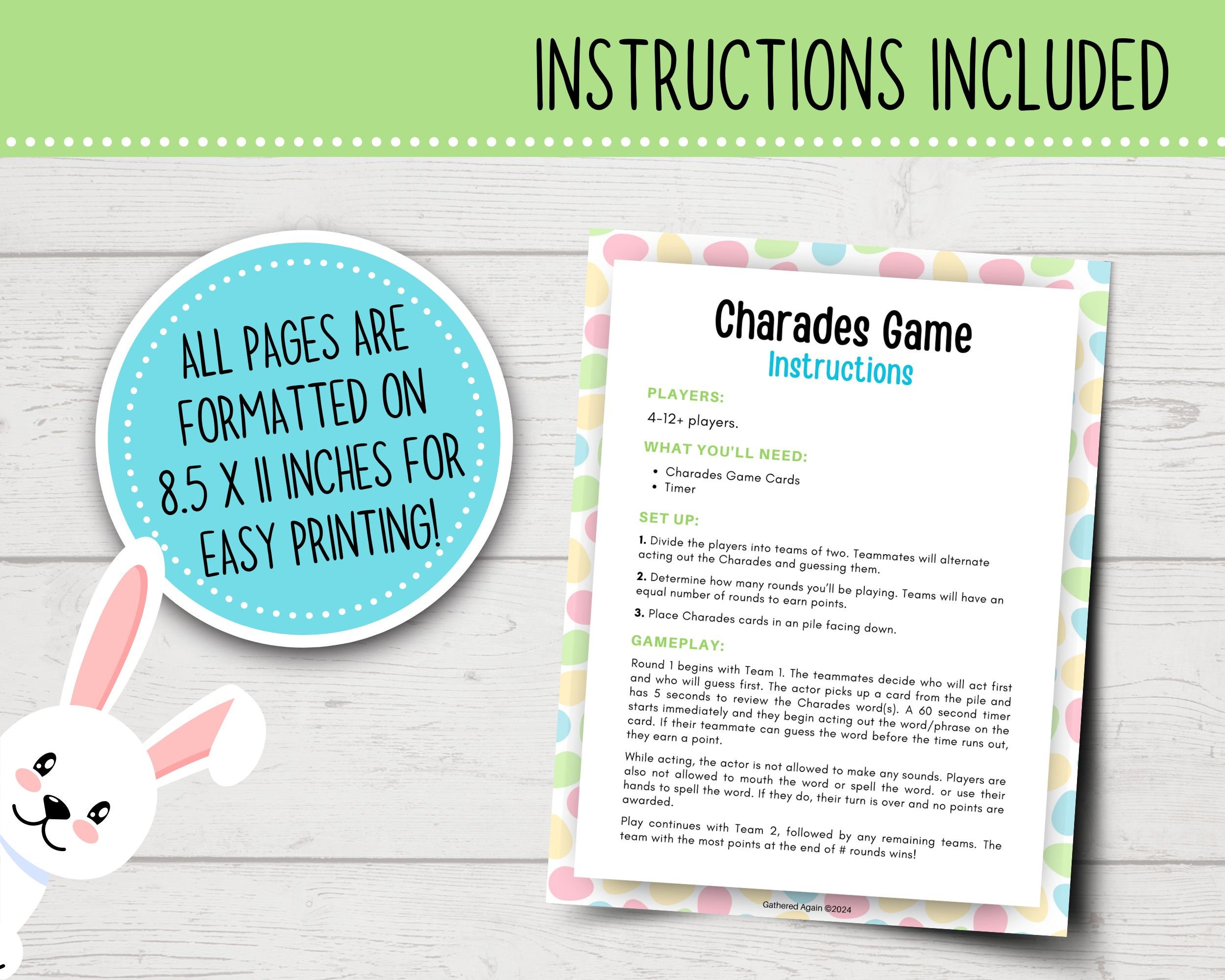 Easter Charades Game | Printable Spring Charades Cards | Easter Party ...