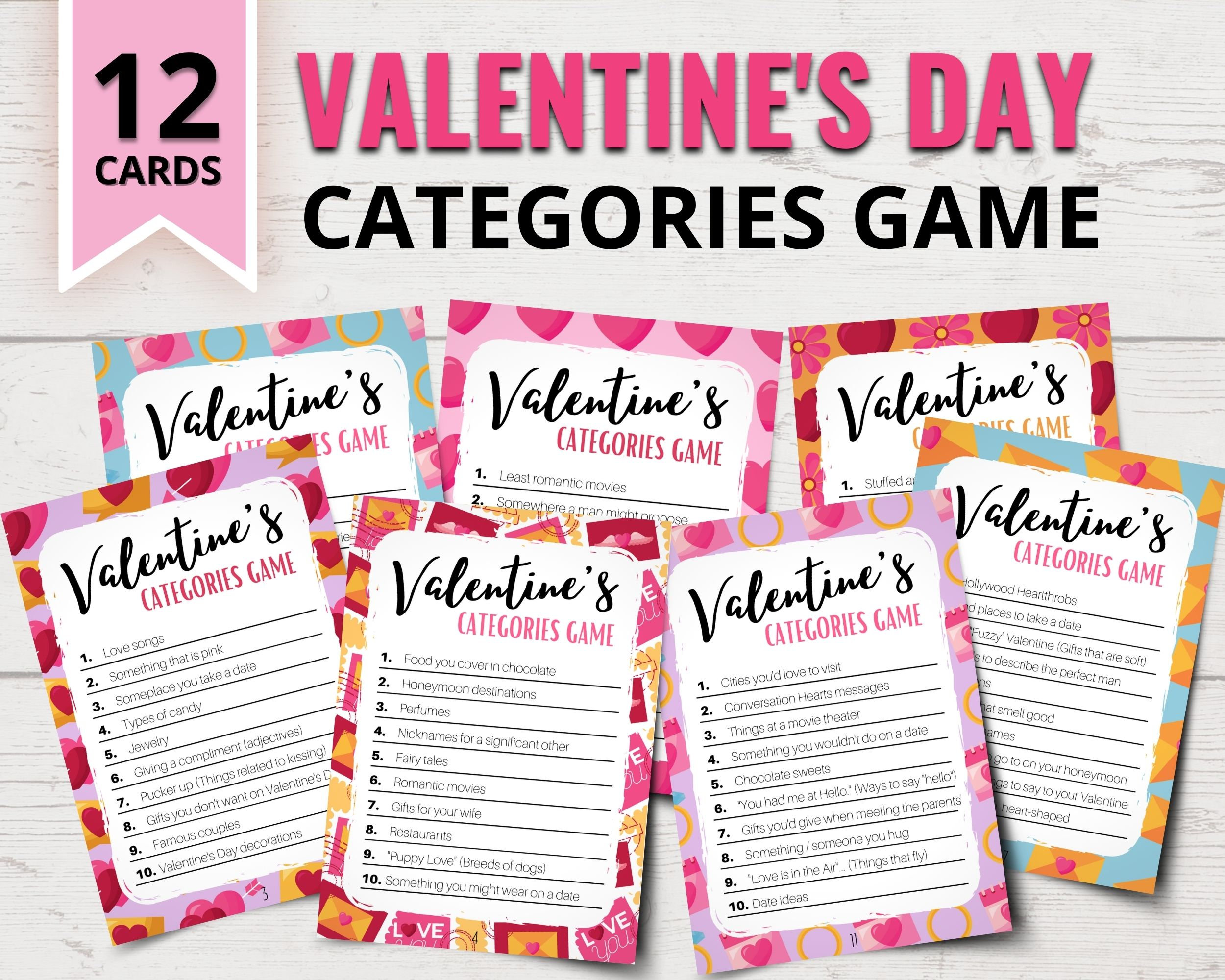 Valentine's Day Categories Game | Printable Valentine's Day ...