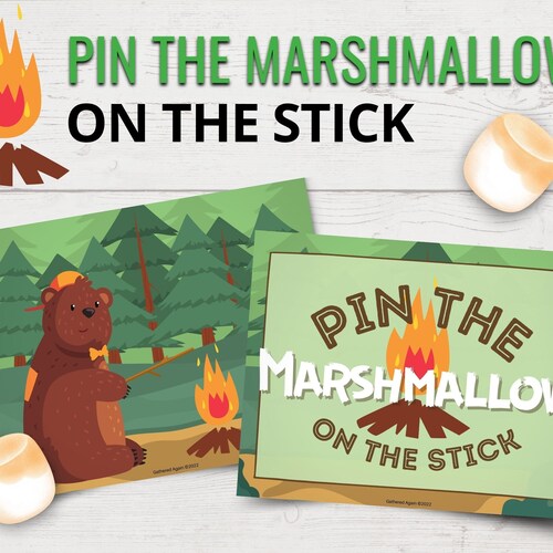 Printable Pin the Marshmallow Party Game Printable Camping - Etsy