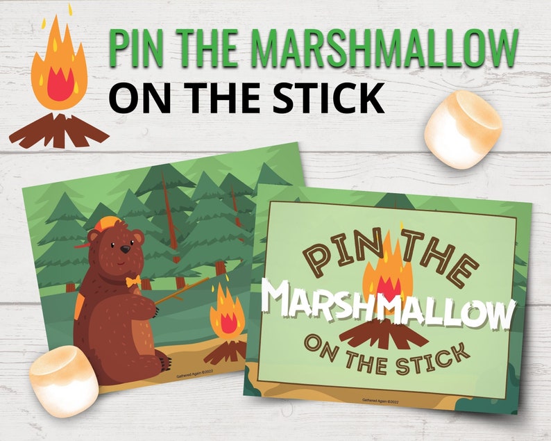 Printable Pin the Marshmallow Party Game Printable Camping - Etsy