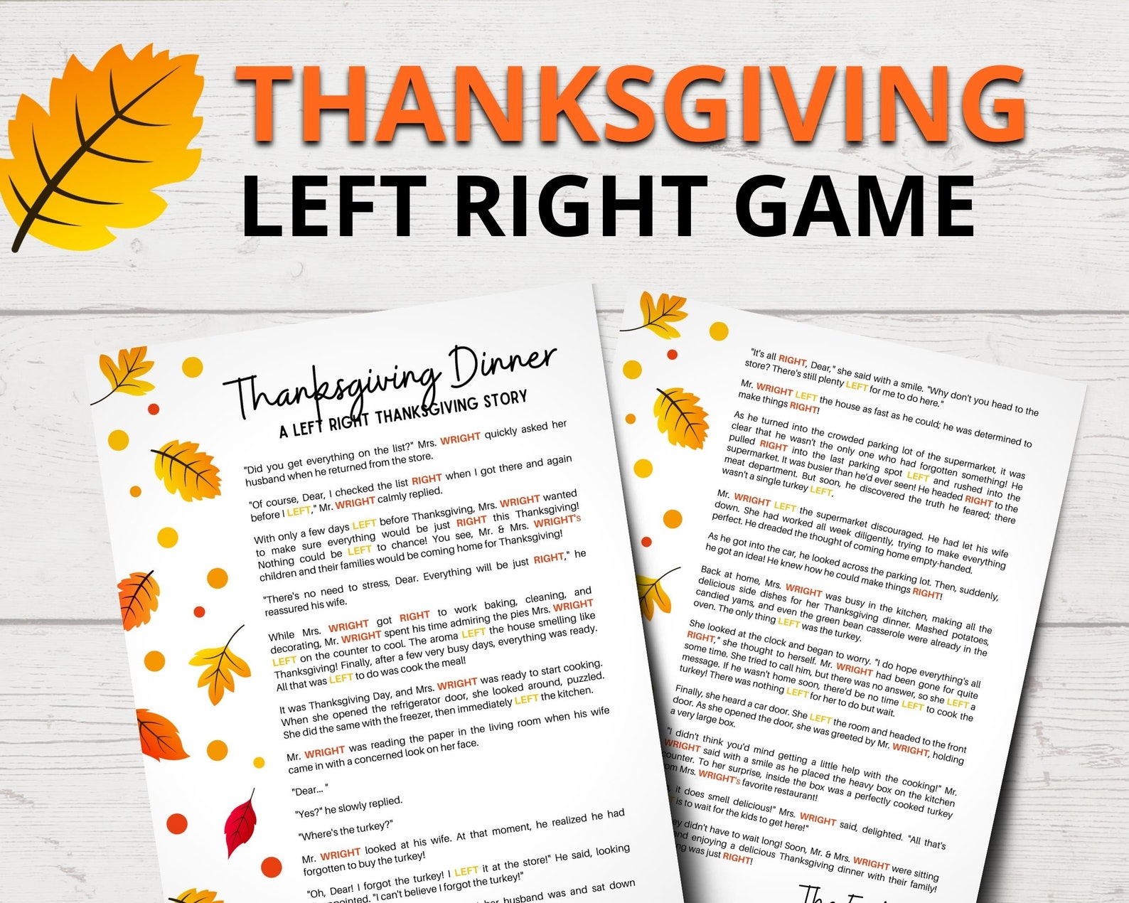 Printable Left Right Thanksgiving Game | Funny Thanksgiving Left Right ...
