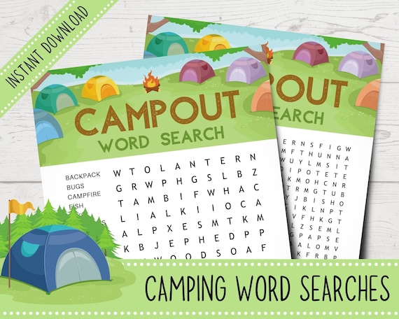 Printable Camping Word Searches Printable Camping Games | Etsy