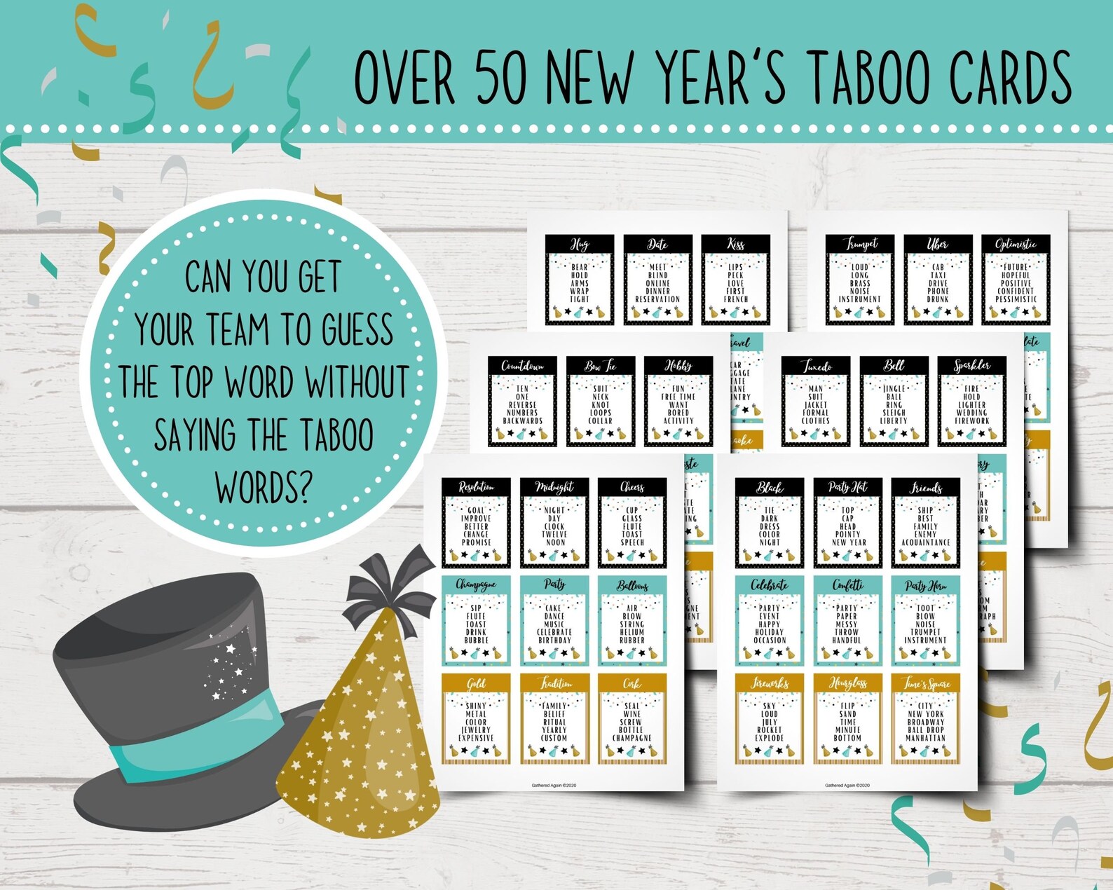 New Year's Eve Taboo Game Printable Taboo Cards New | Etsy