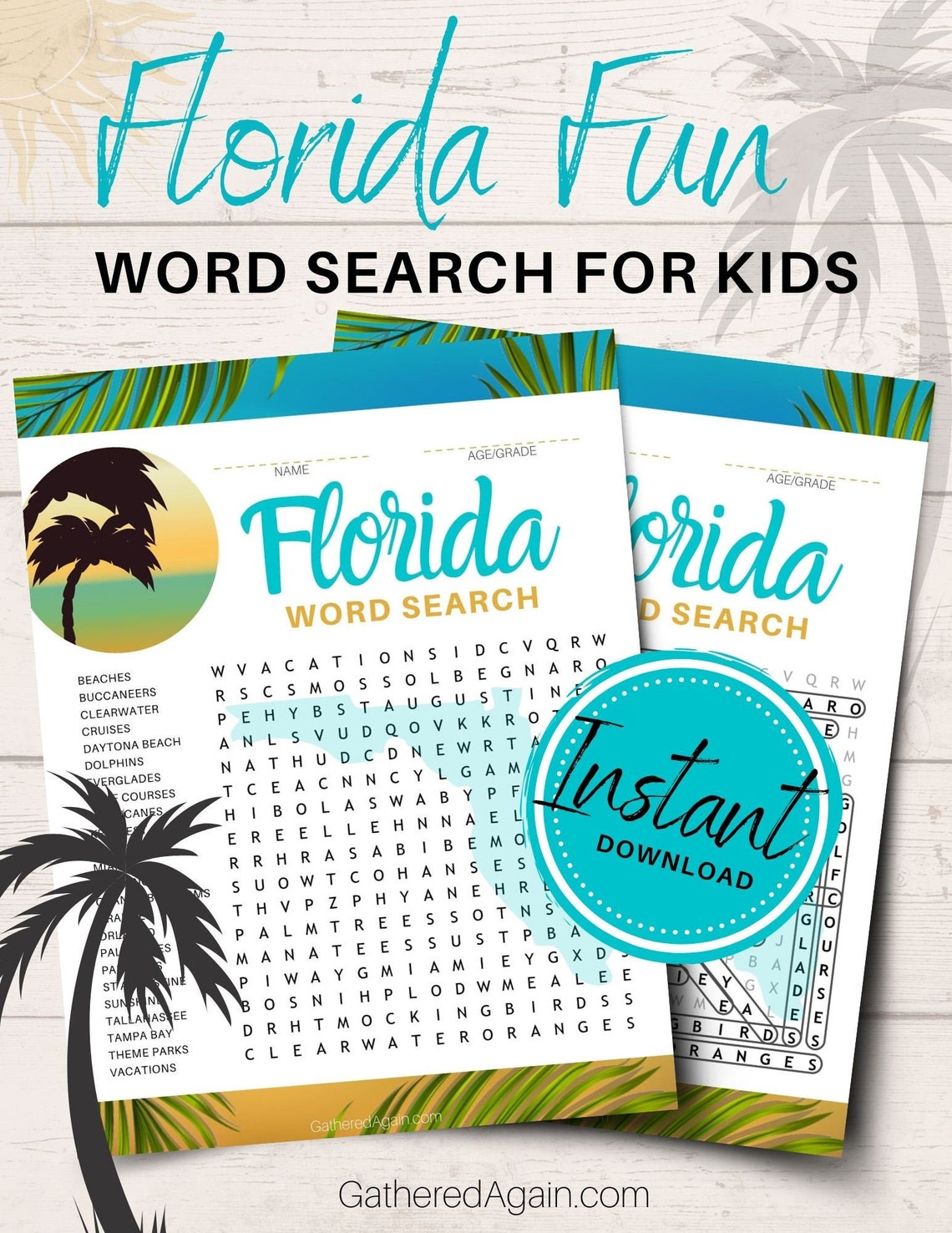 Florida Word Search Puzzle for Kids, Sunshine State, Homeschool Lesson ...