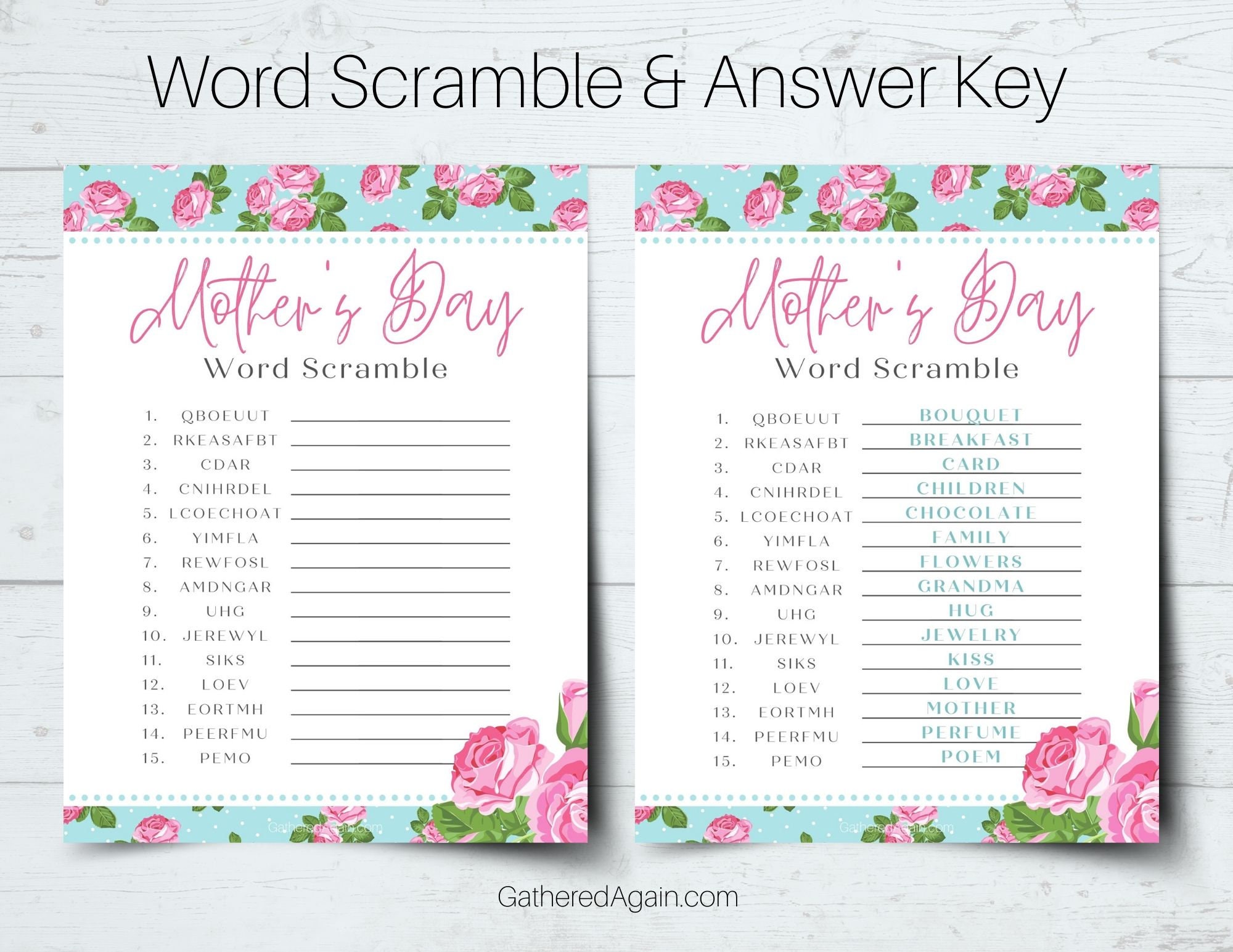 Mother's Day Puzzle and Activity Pack Floral Shabby Chic - Etsy