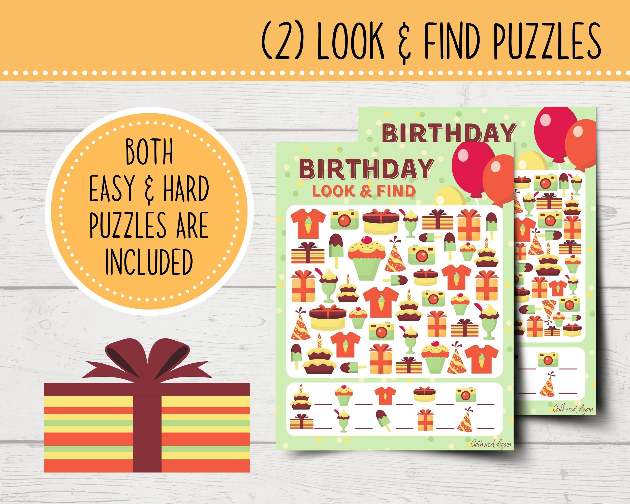 Retro Birthday I Spy Puzzles Look and Find Birthday Party - Etsy