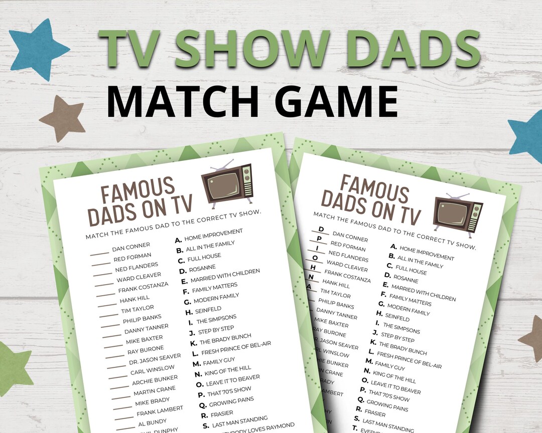 Famous TV Dads Match Game - Printable Father's Day Games - TV Dads ...