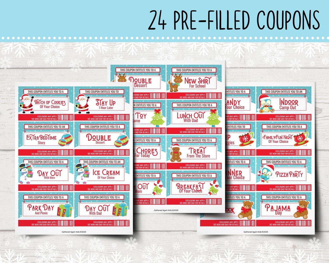 Printable Christmas Coupons for Kids Printable Stocking | Etsy