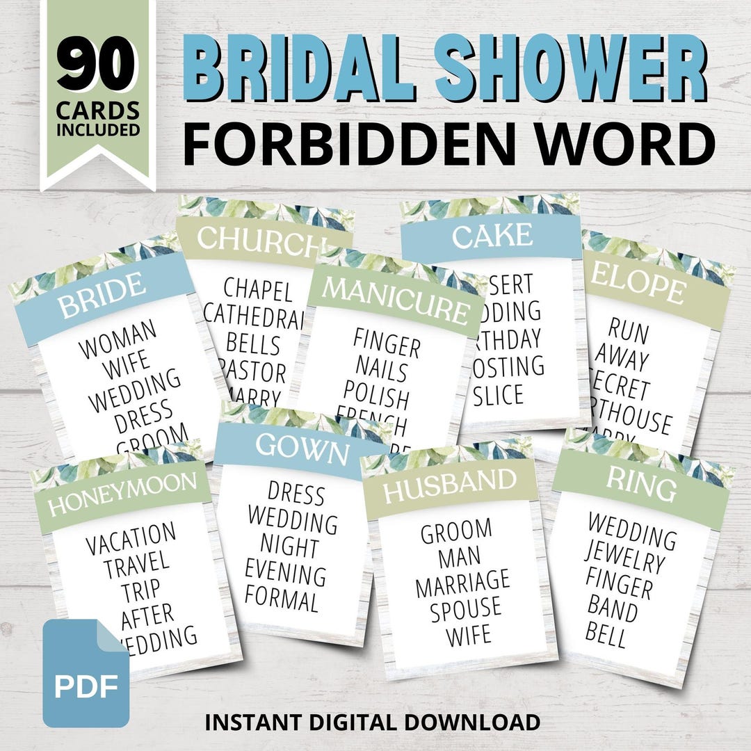 Bridal Shower Forbidden Word Game | Wedding Taboo-style Game | Bridal ...