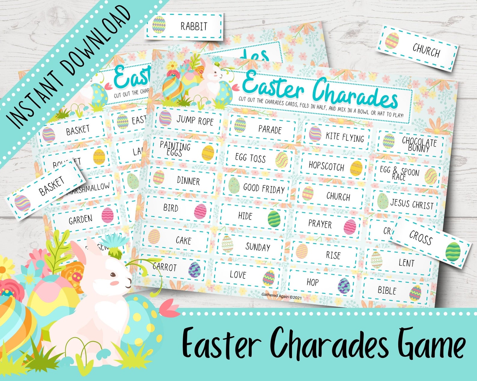 Easter Charades Game Easter Guesstures Easter Party Games | Etsy