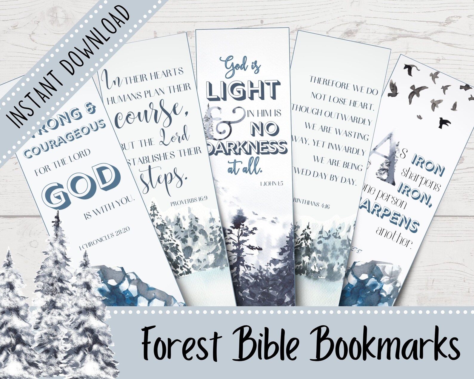 PRINTABLE Forest Bible Verses Bookmarks Christian | Etsy