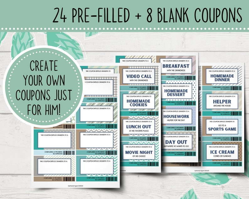 Grandpa Coupons | Coupon Book | Gifts for Grandpa | Grandparents' Day ...