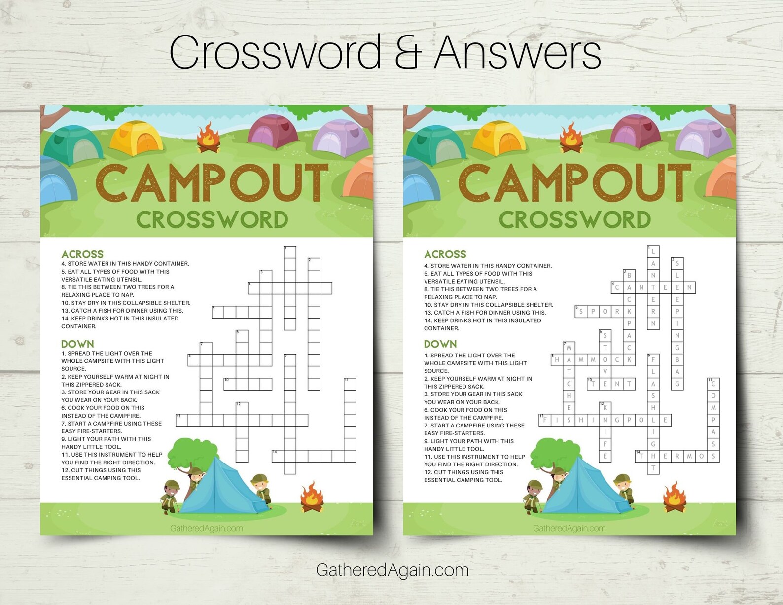 Camping Crossword Puzzle for Kids | Summer Activities | Printable ...