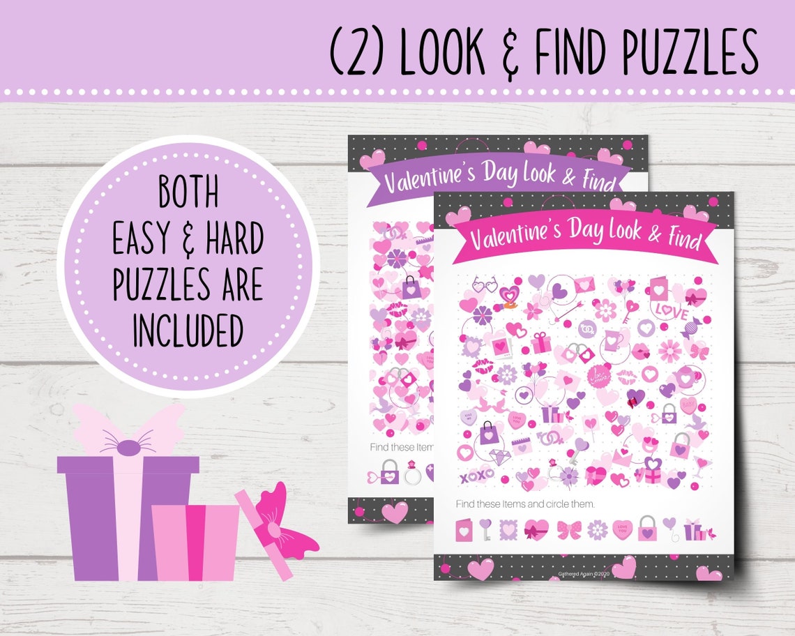 Valentine's Day I Spy Puzzles for Kids | Printable Look and Find ...