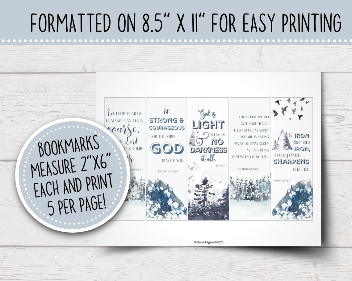 Printable Forest Bible Verses Bookmarks | Christian Bookmarks for Men ...