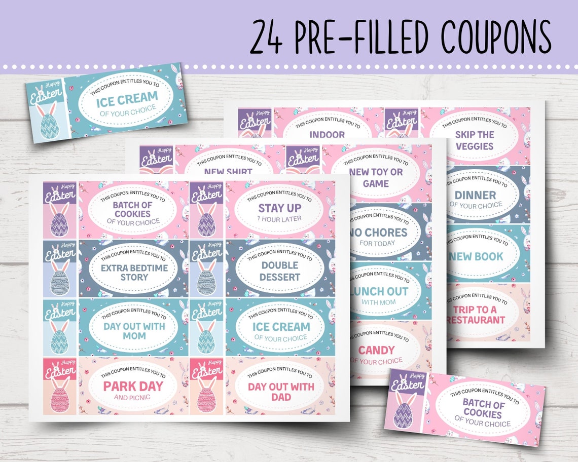 Easter Egg Filler Coupons for Kids | Easter Egg Fillers | Reward ...