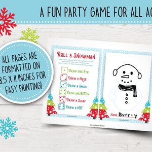 Roll A Snowman Dice Game | Christmas Dice Game | Draw a Snowman Dice ...