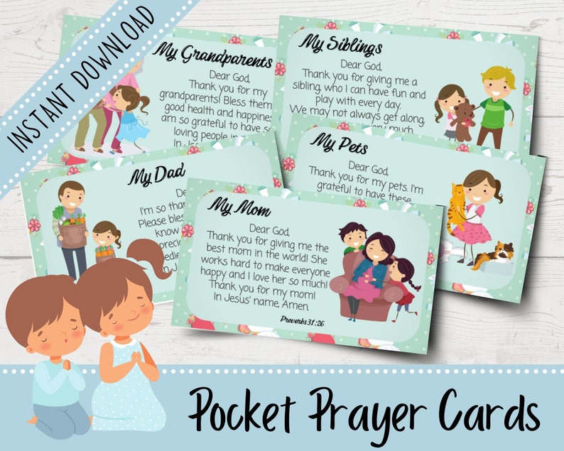 Pocket Prayer Cards for Kids Prayers for Others Prayers - Etsy