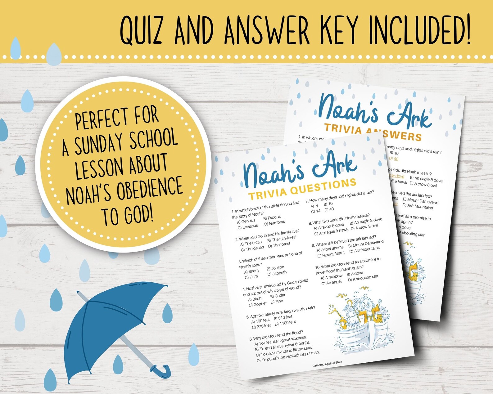 Noah's Ark Trivia for Kids | Bible Trivia Quiz for Kids | Printable ...