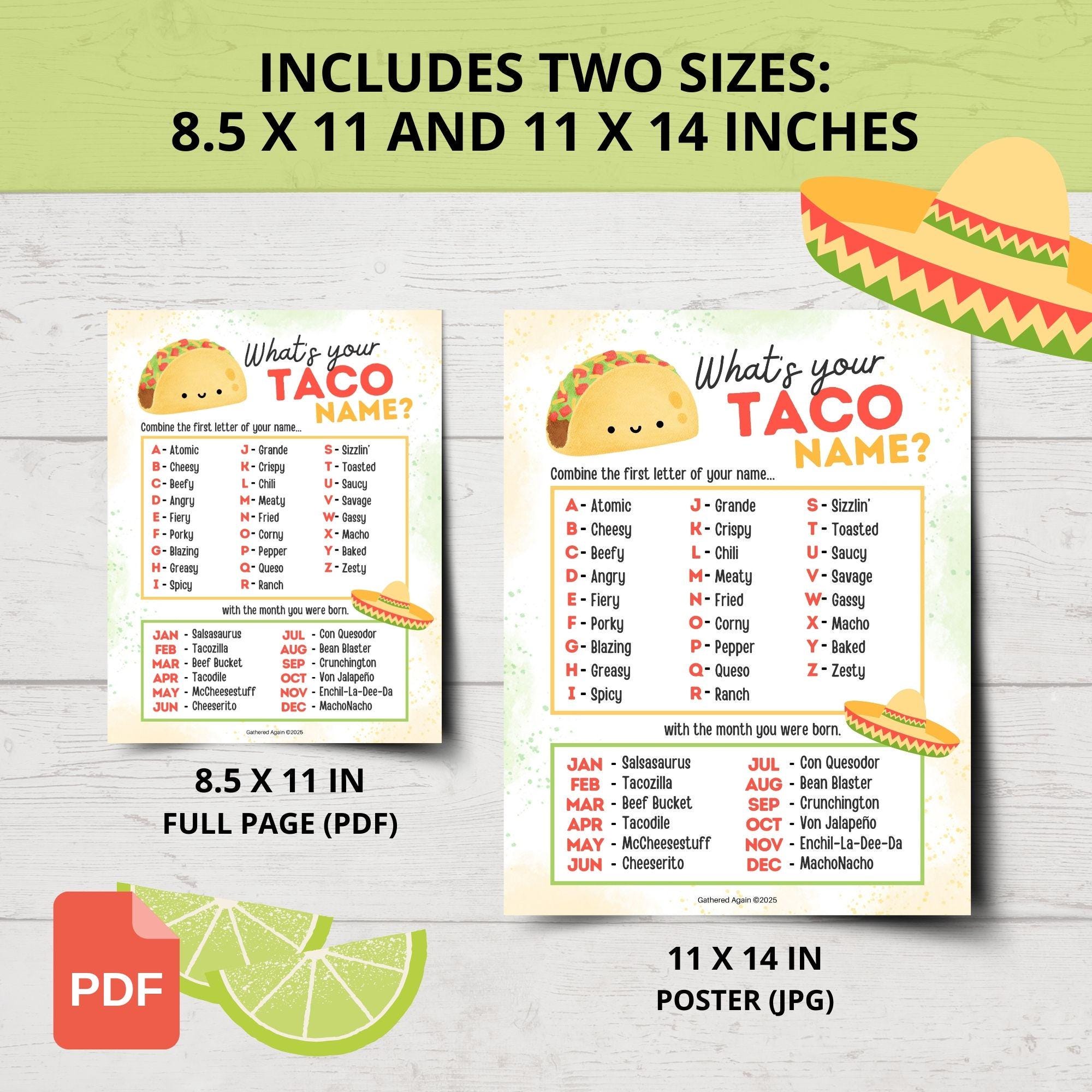 What's Your Taco Name? | Printable Taco Name Game | Funny Taco Party ...