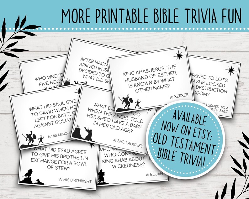 New Testament Bible Trivia Cards Bible Trivia Questions Printable Bible ...