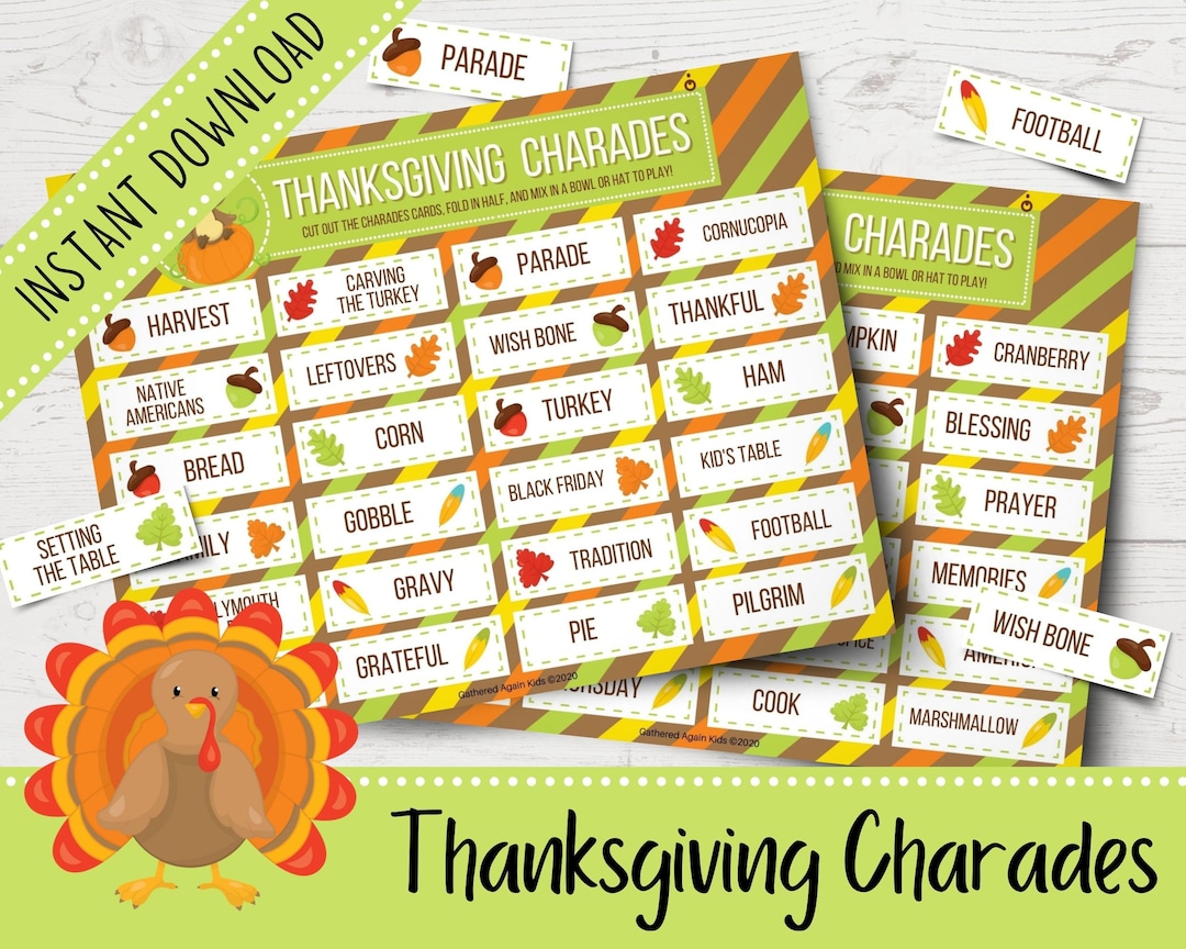 Thanksgiving Charades Game Thanksgiving Guesstures - Etsy