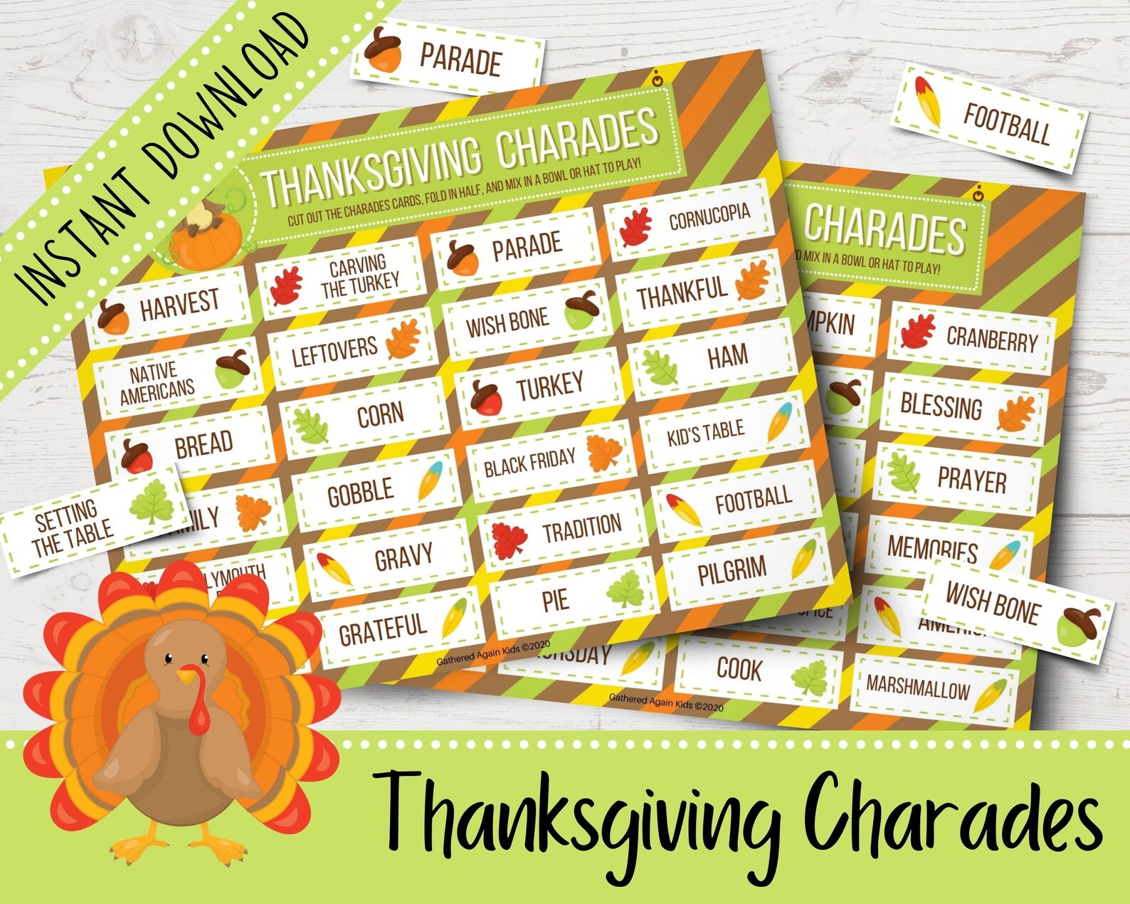 Thanksgiving Charades Game Thanksgiving Guesstures - Etsy