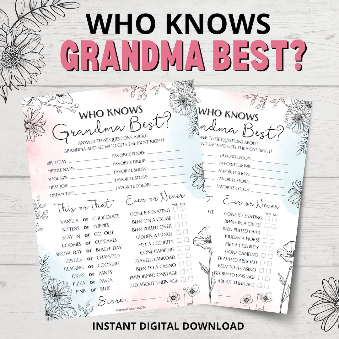 Who Knows Grandma Best Game | Grandma Birthday Games | Mother's Day ...
