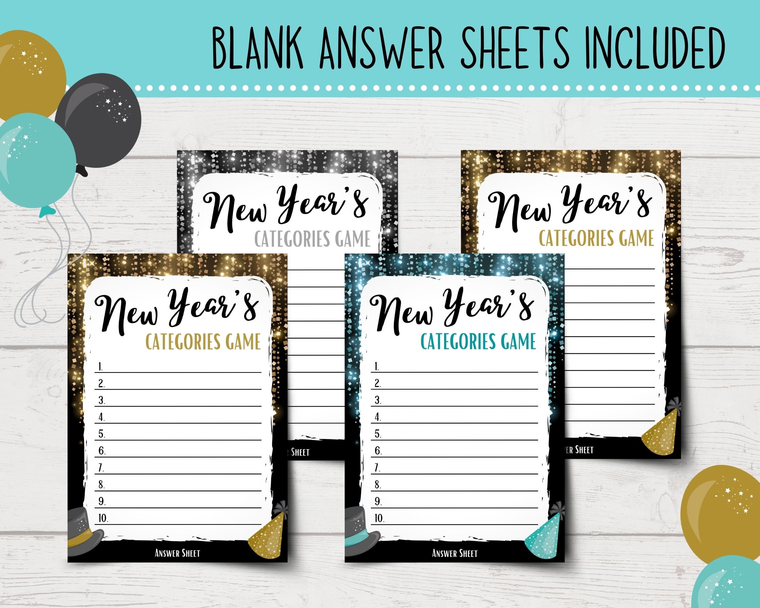 New Year's Eve Categories Game | New Year's Eve Scattergories-inspired ...