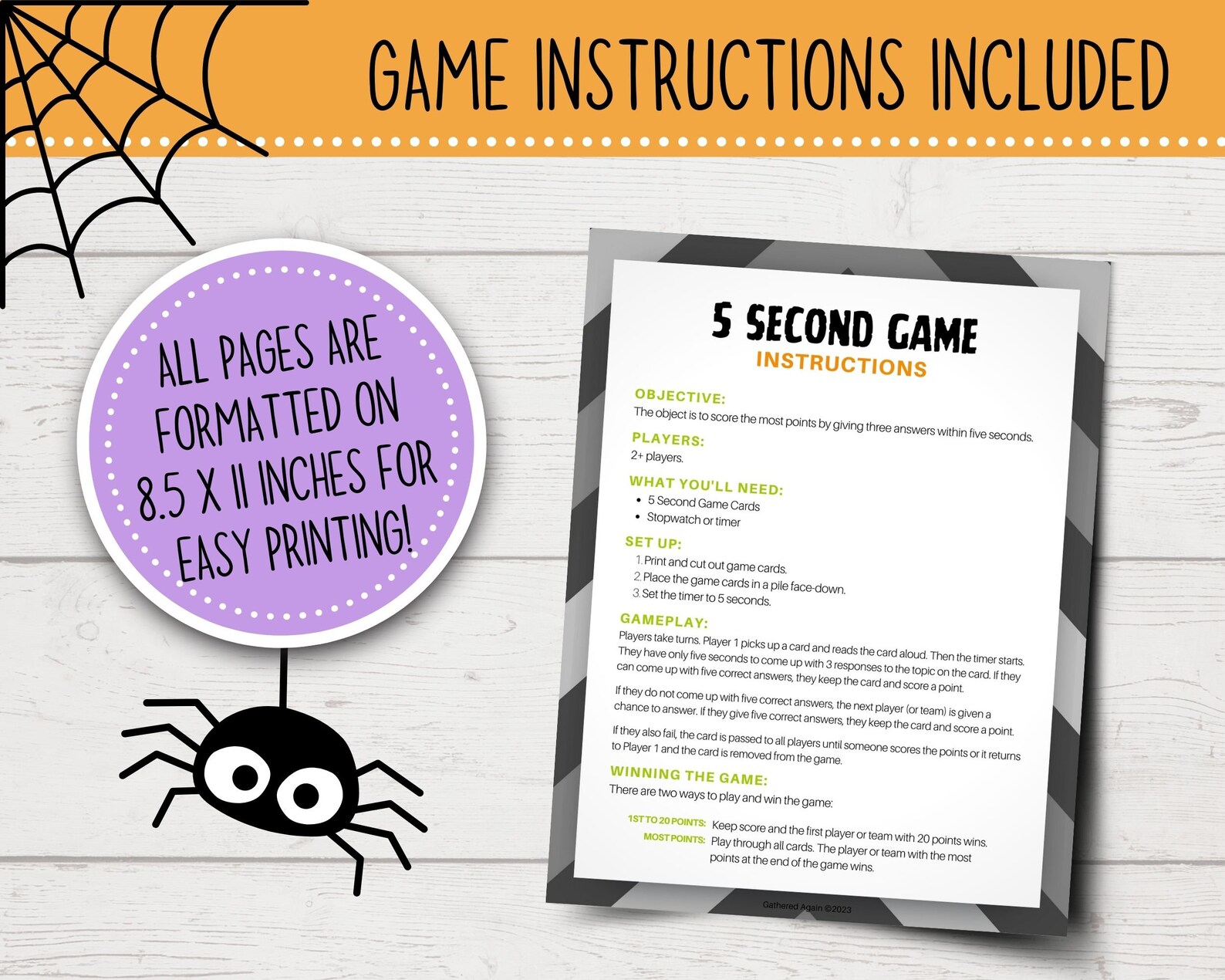 Printable Halloween 5 Second Game | Halloween Games for Kids | Family ...