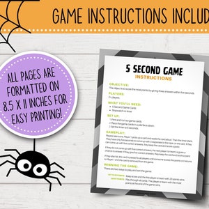 Printable Halloween 5 Second Game | Halloween Games for Kids | Family ...