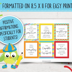 Affirmation Cards for Students | Positive Affirmations for Students ...