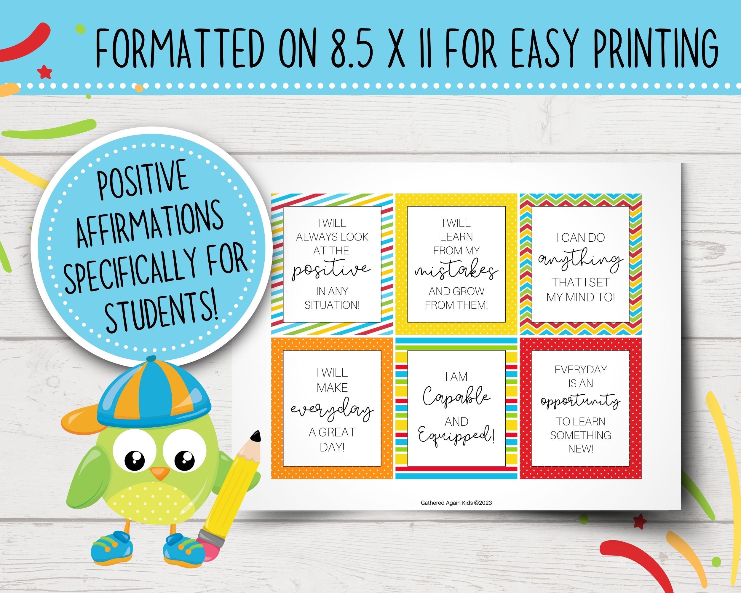 Affirmation Cards for Students | Positive Affirmations for Students ...