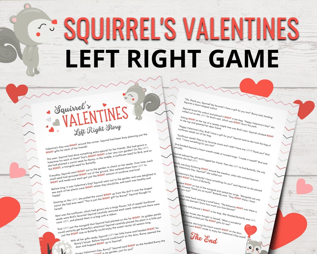 Squirrel's Valentine's Day Left Right Game | Valentine Left Right Story ...
