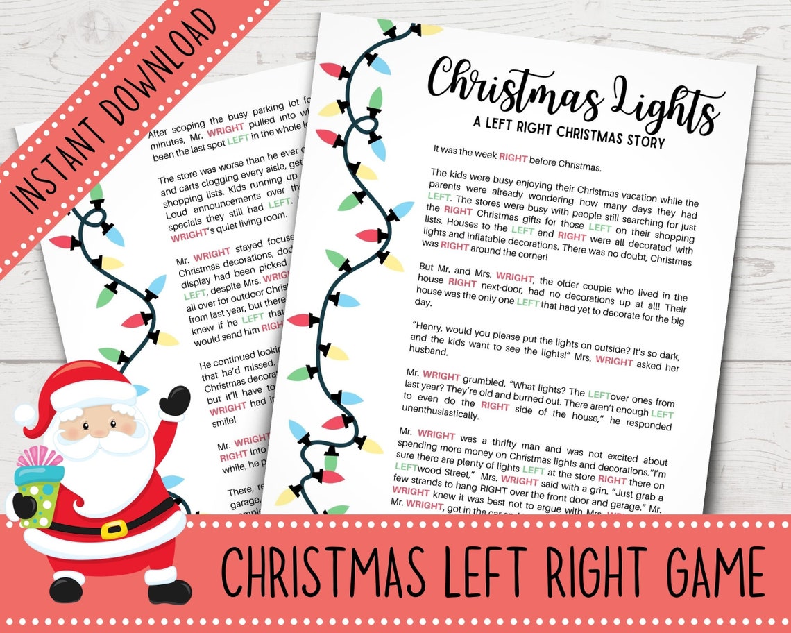 Left Right Christmas Game Funny Christmas Left Right Story - Etsy
