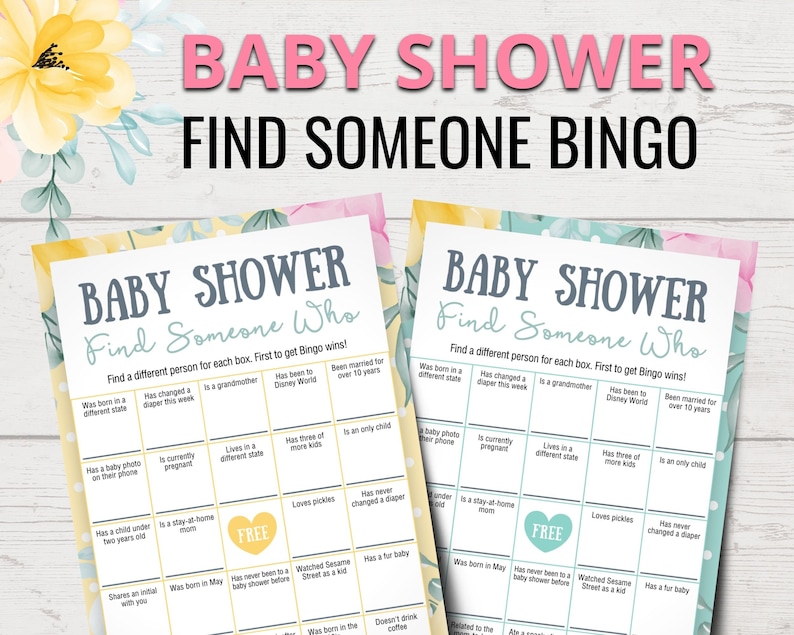 Baby Shower Bingo Game | Baby Shower Find Someone Who Bingo | Find the ...