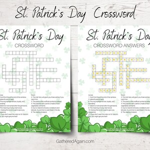 St. Patrick's Day Crossword Puzzle printable Instant - Etsy