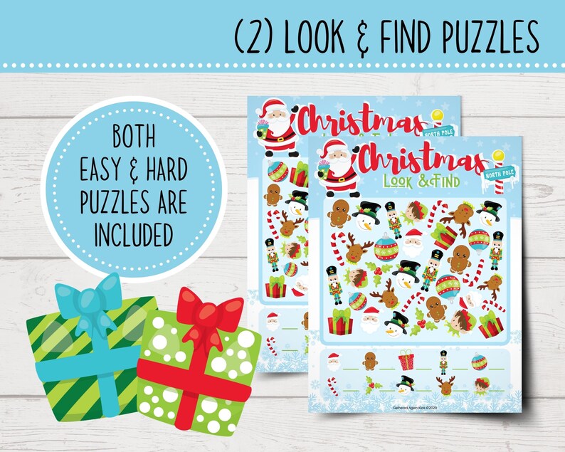 Christmas I Spy Puzzles for Kids | Printable Look and Find | Christmas ...