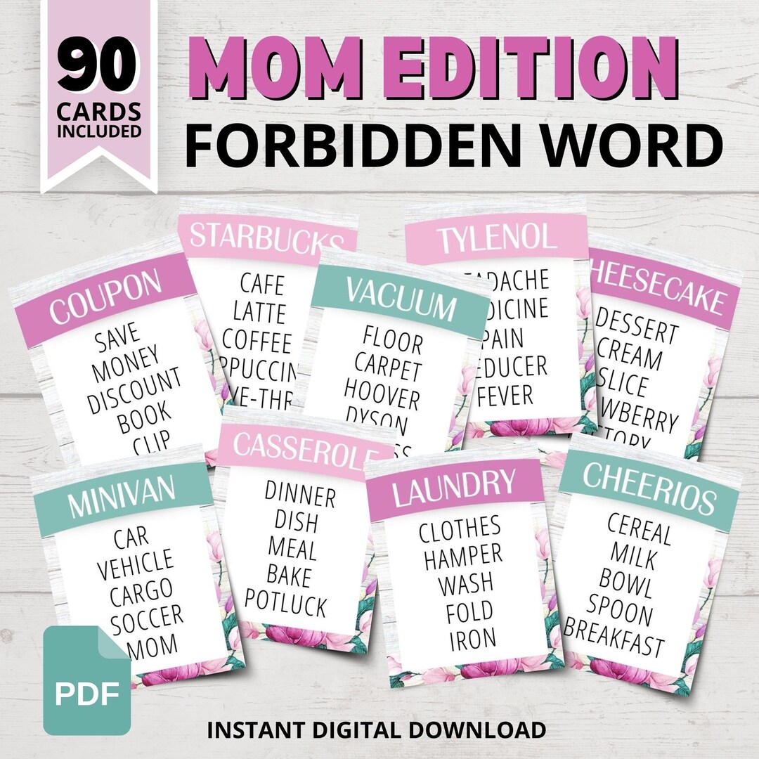 Printable Mom Edition Forbidden Words Game | Mother's Day Word Game ...
