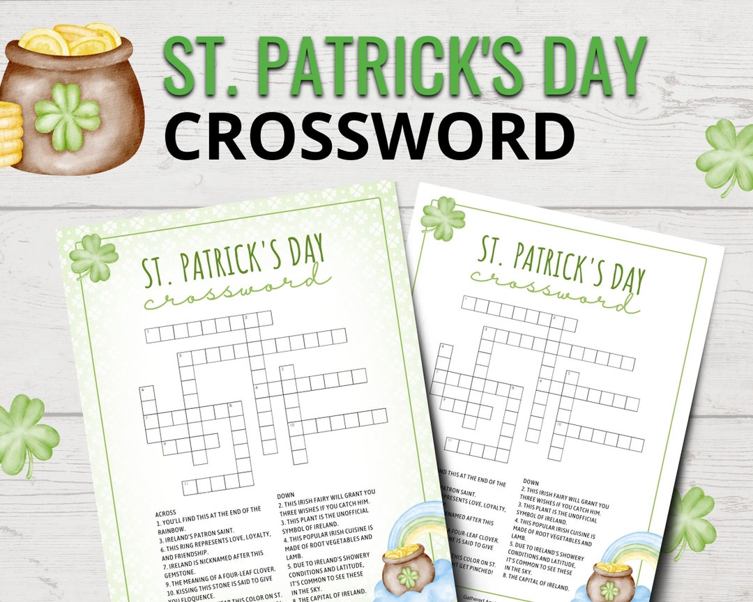 St. Patrick's Day Crossword Puzzle | Printable St. Patrick's Day Party ...