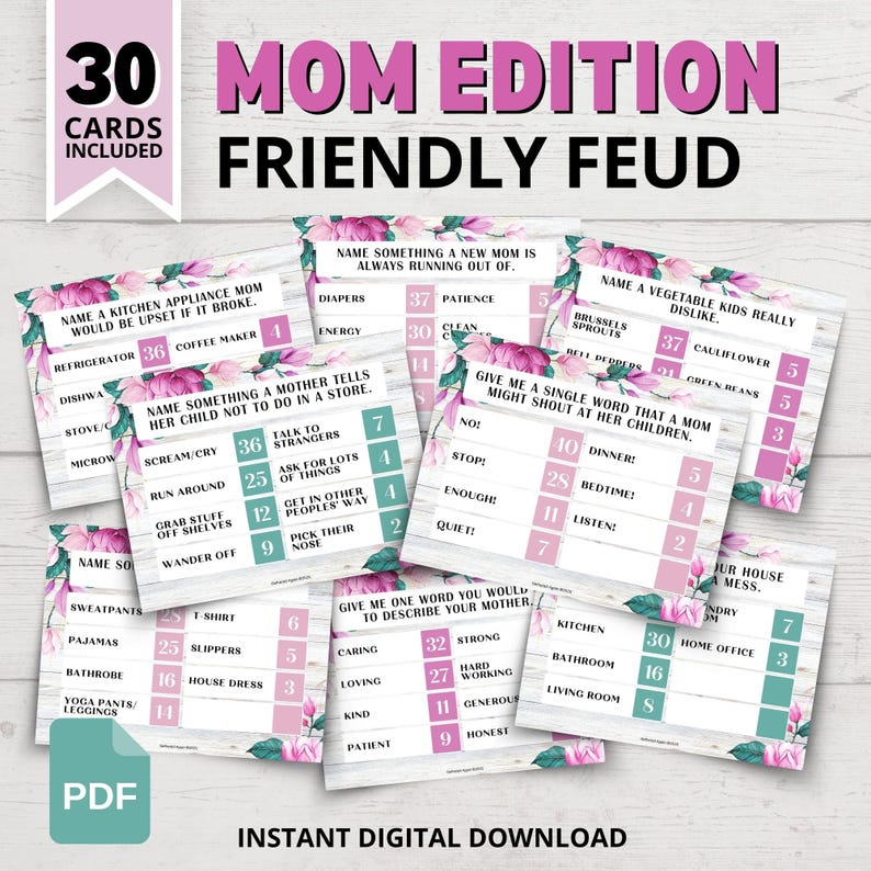 Mom-edition Friendly Feud Game | Mother's Day Family Feud Style Game ...