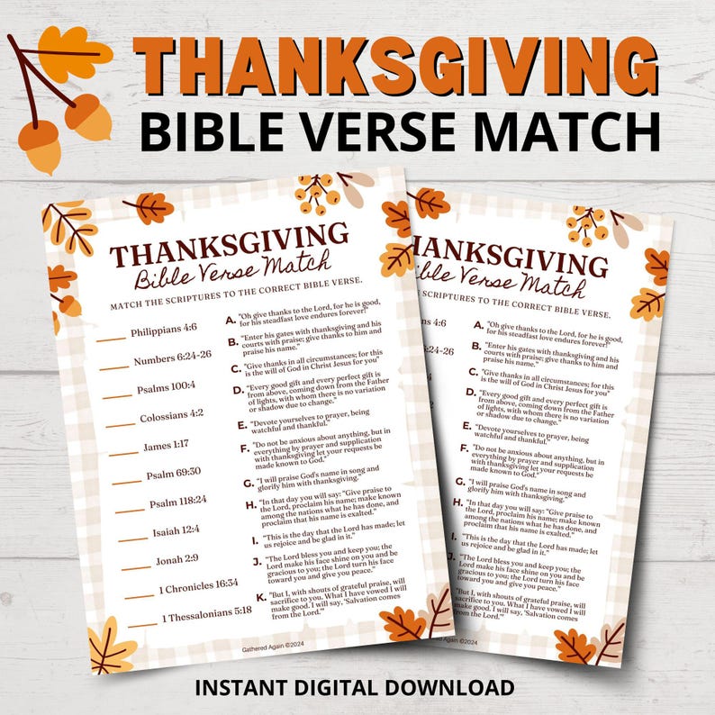 Thanksgiving Bible Verse Match Game | Thanksgiving Bible Quiz | Bible ...