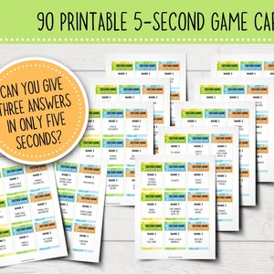 Printable 5 Second Game for Kids | Kid-edition 5 Second Game | Birthday ...