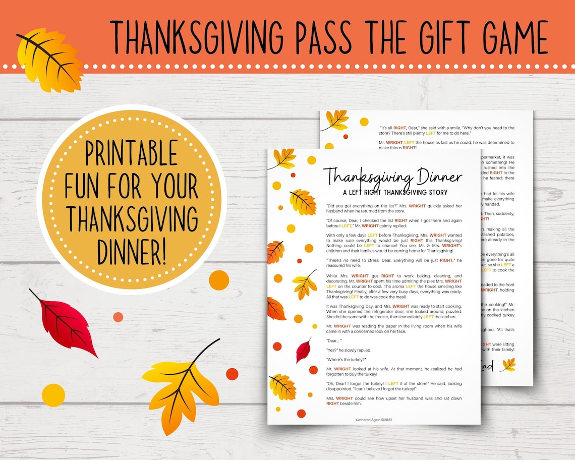 Printable Left Right Thanksgiving Game | Funny Thanksgiving Left Right ...