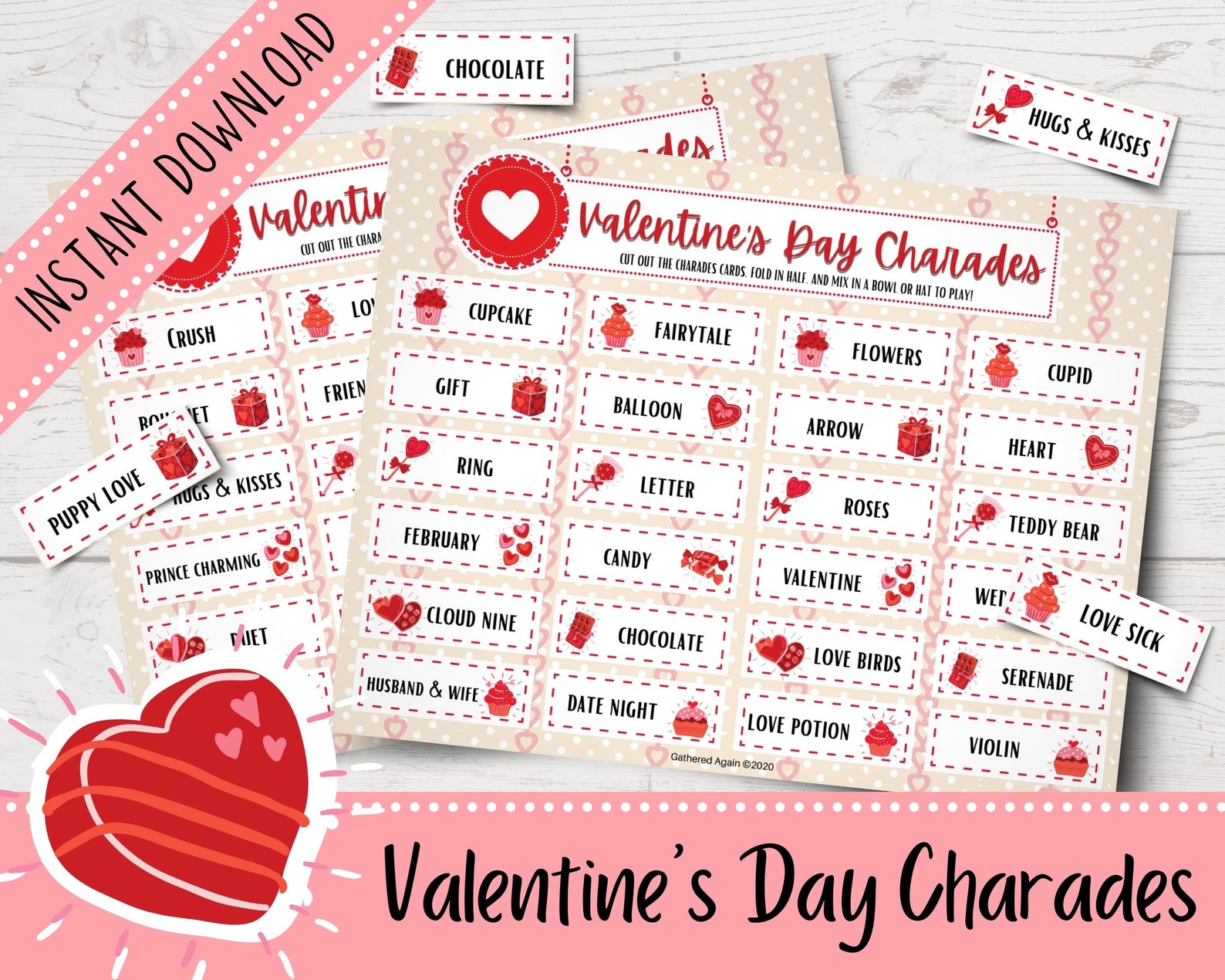 Valentine's Day Charades Game | Valentine's Day Guesstures | Valentine ...